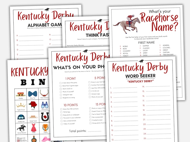 Derby Game Bundle, Derby Party Games, Horse Race Office Games, Horse ...