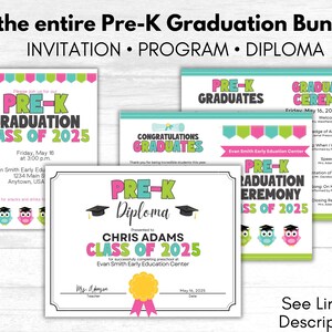 Pre-k Diploma Template, Pre-k Graduation, Printable Prek Graduation ...