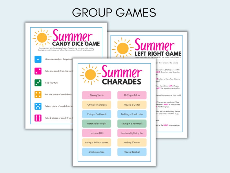Summer Game Bundle, Beach Party Games, Pool Party Games, Summer ...
