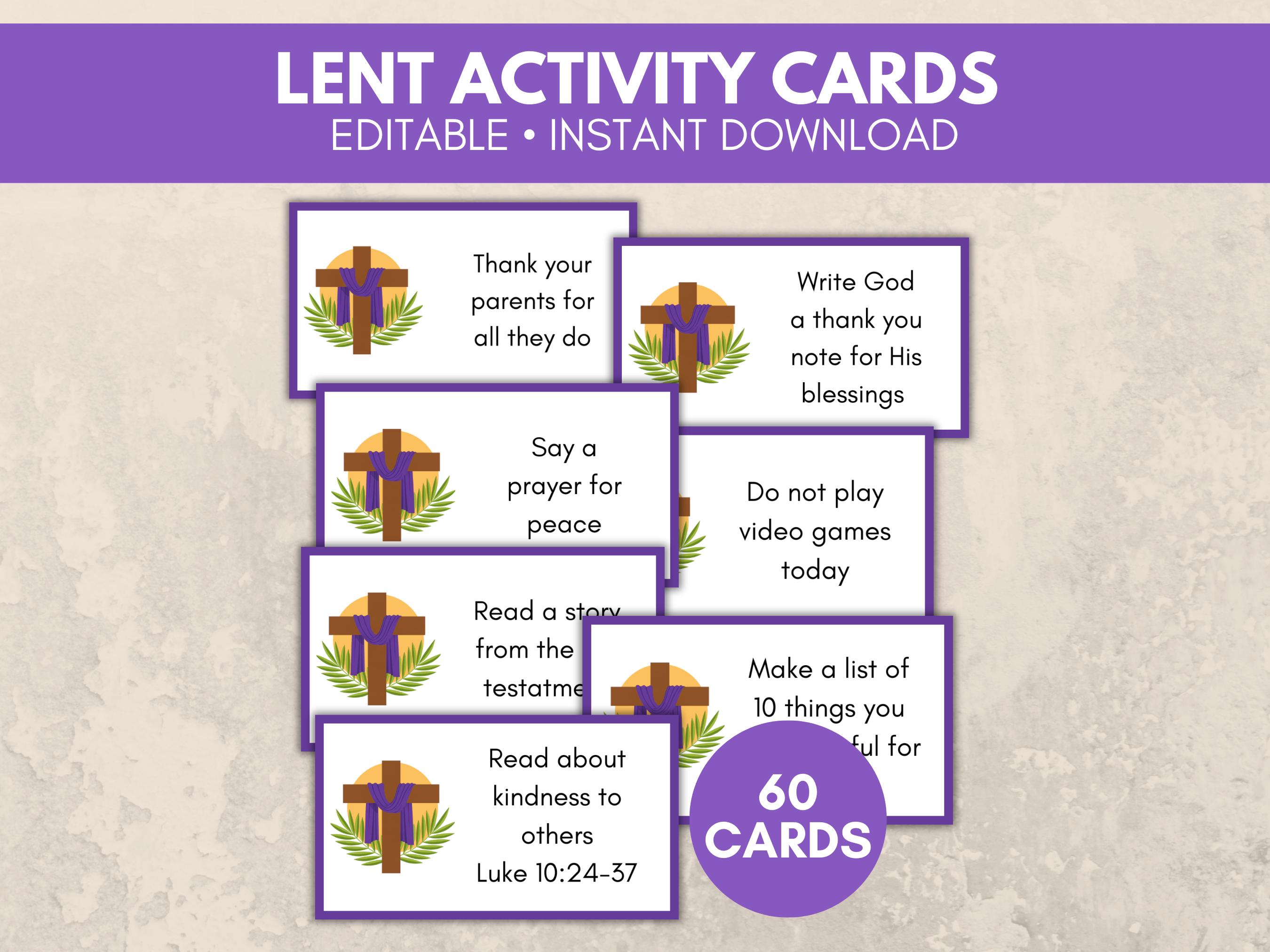 Lent Activity Cards, Lenten Calendar for Kids, Homeschool Lent, Easter ...