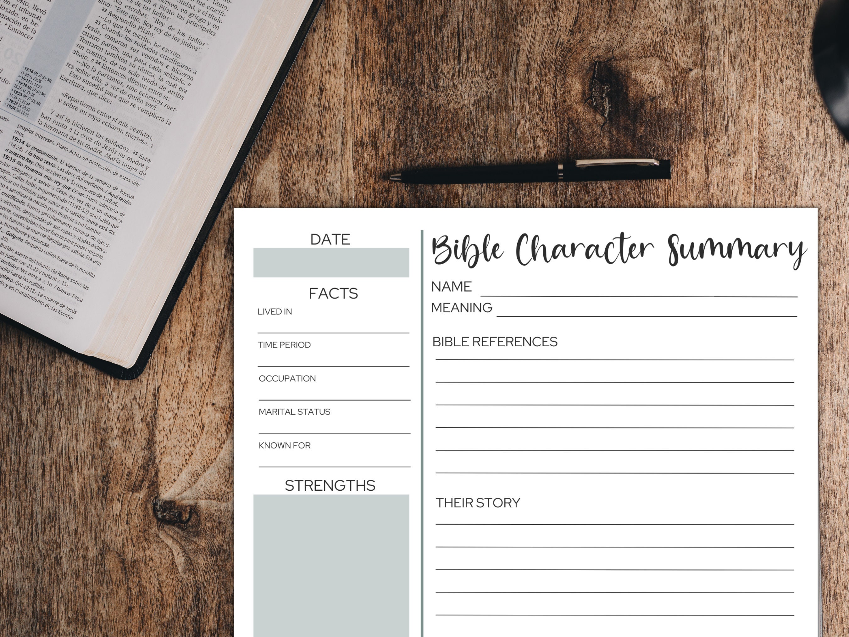 Bible Character Study Template, Printable Bible Character Study, Bible ...