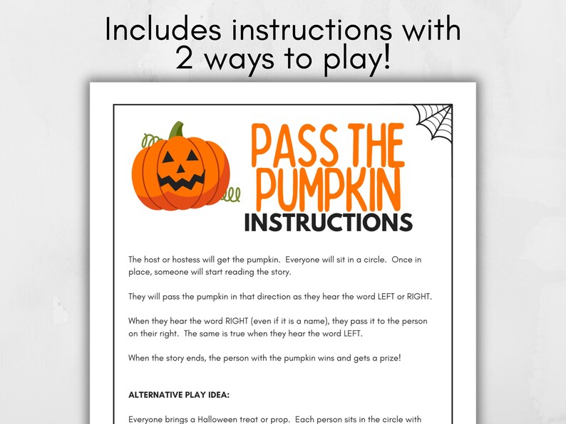 Pass the Pumpkin Game, Left Right Halloween Game, Fall Left Right Game ...