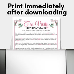 Tea Party Left Right Game, Tea Party Pass the Prize Game, Left Right ...