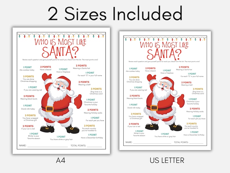 Who is Most Like Santa Game, Christmas Party Icebreaker Game, Printable ...