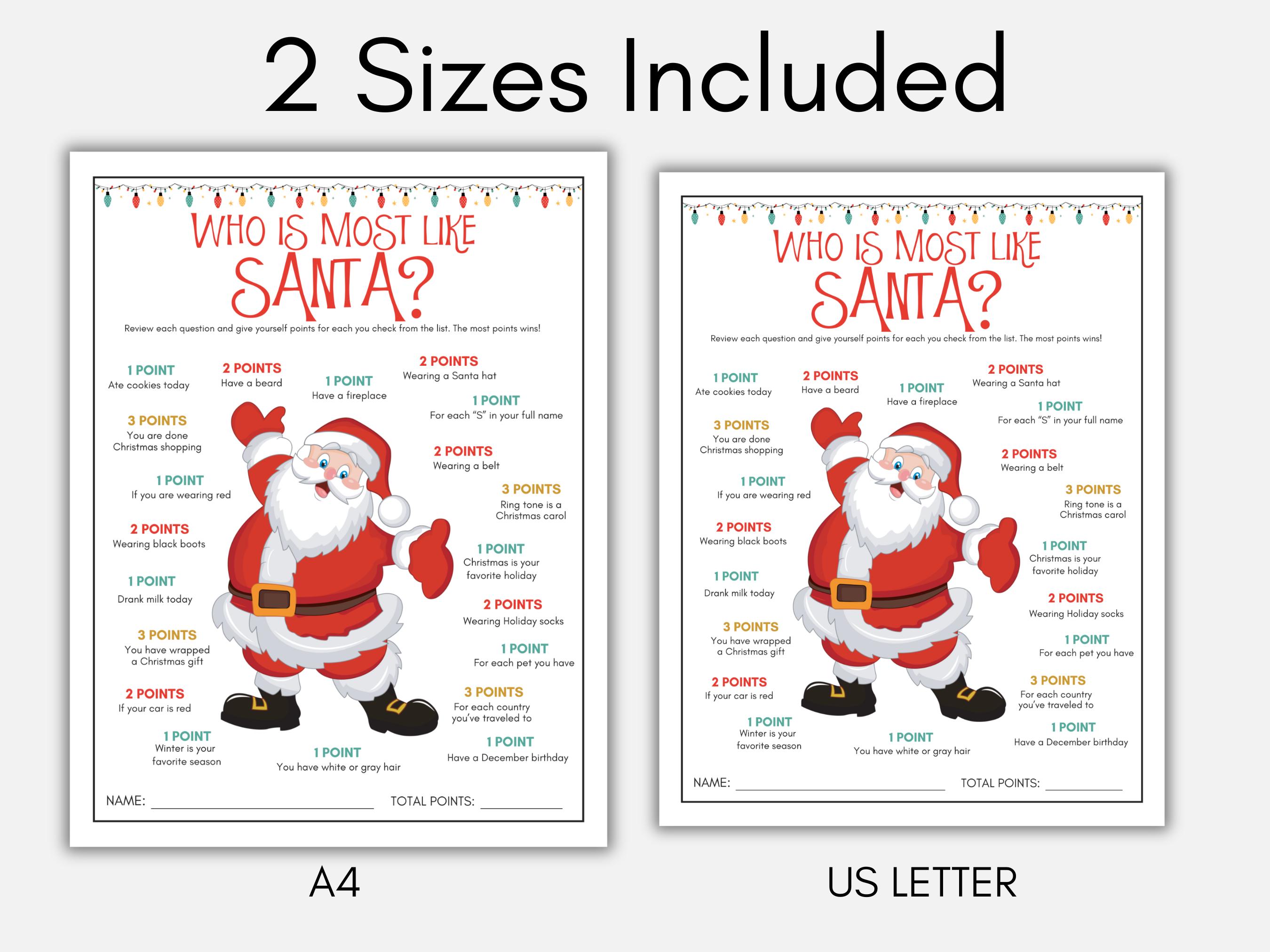 Who is Most Like Santa Game, Christmas Party Icebreaker Game, Printable ...