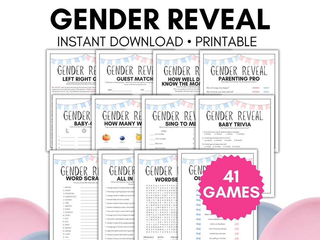 Gender Reveal Games Bundle, Gender Reveal Party Games, Gender Reveal ...