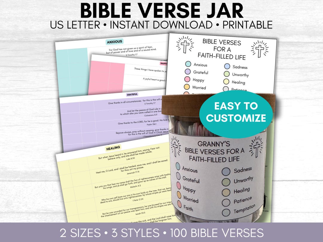 Bible Verses for Emotions, Scripture Jar Printable, Bible Verse Jar ...