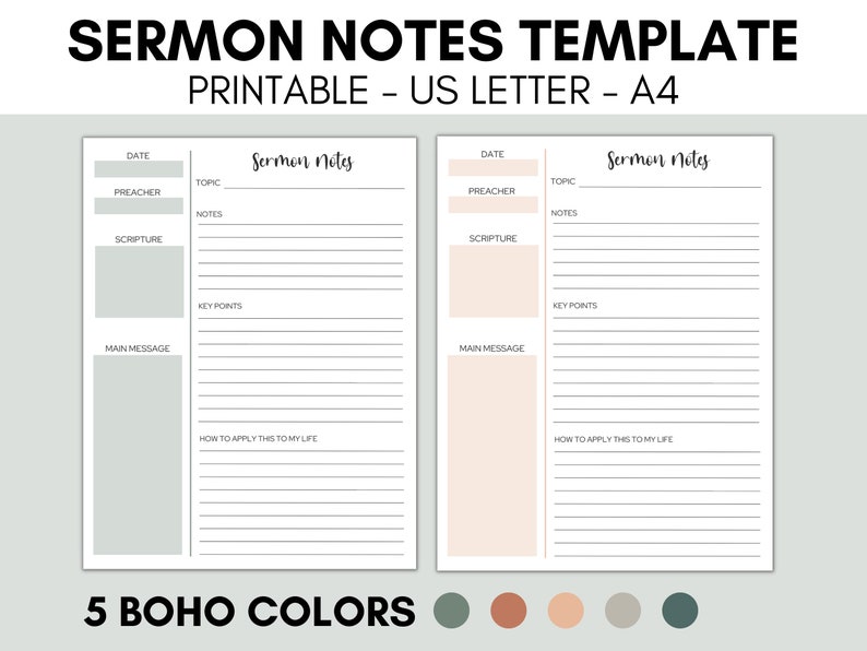 Sermon Notes Template Printable Sermon Notes Notebook for - Etsy