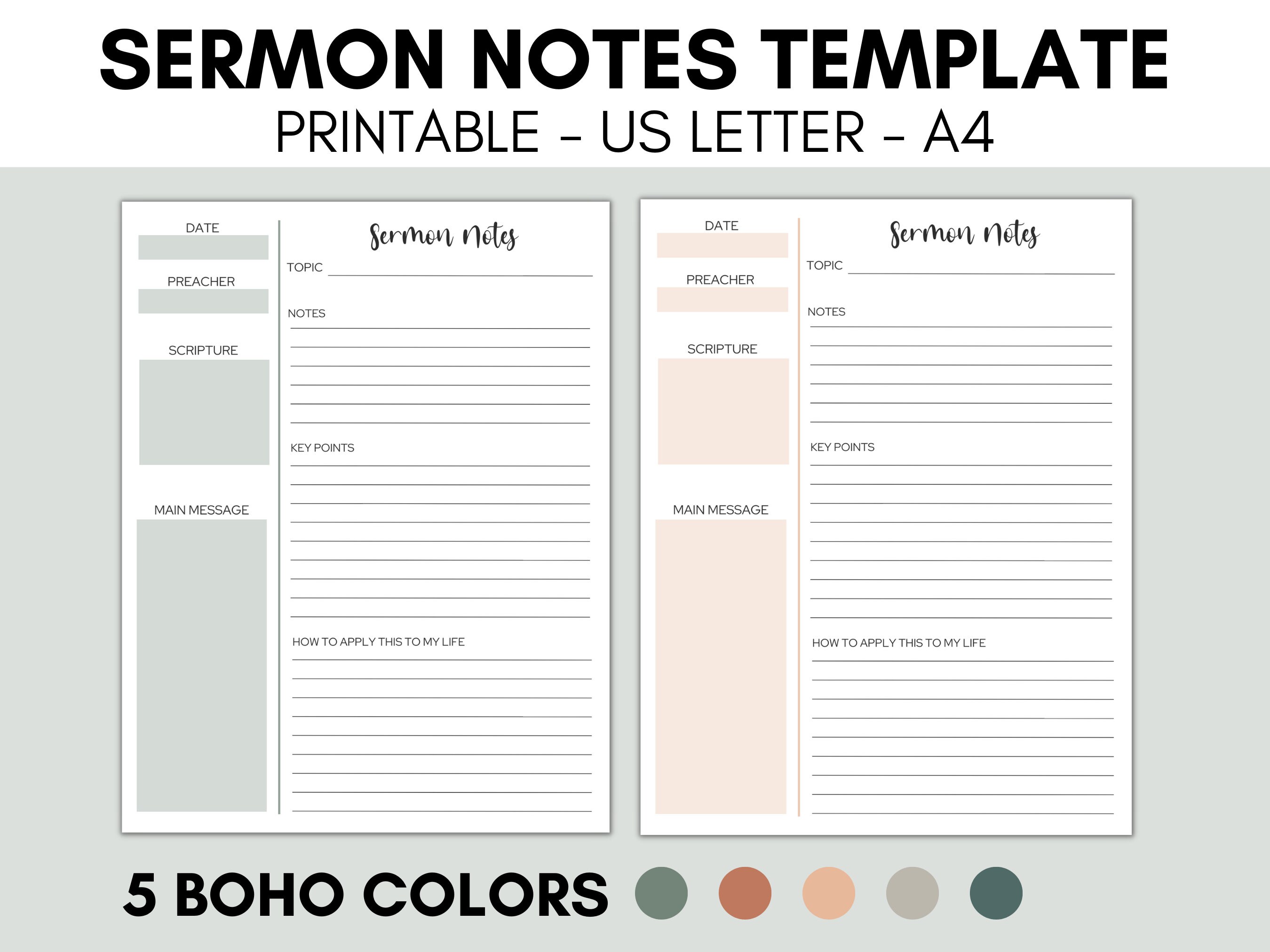 Sermon Notes Template Printable Sermon Notes Notebook for - Etsy