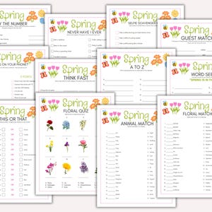 Spring Games Bundle, Printable Spring Party Games, Spring Family Games ...