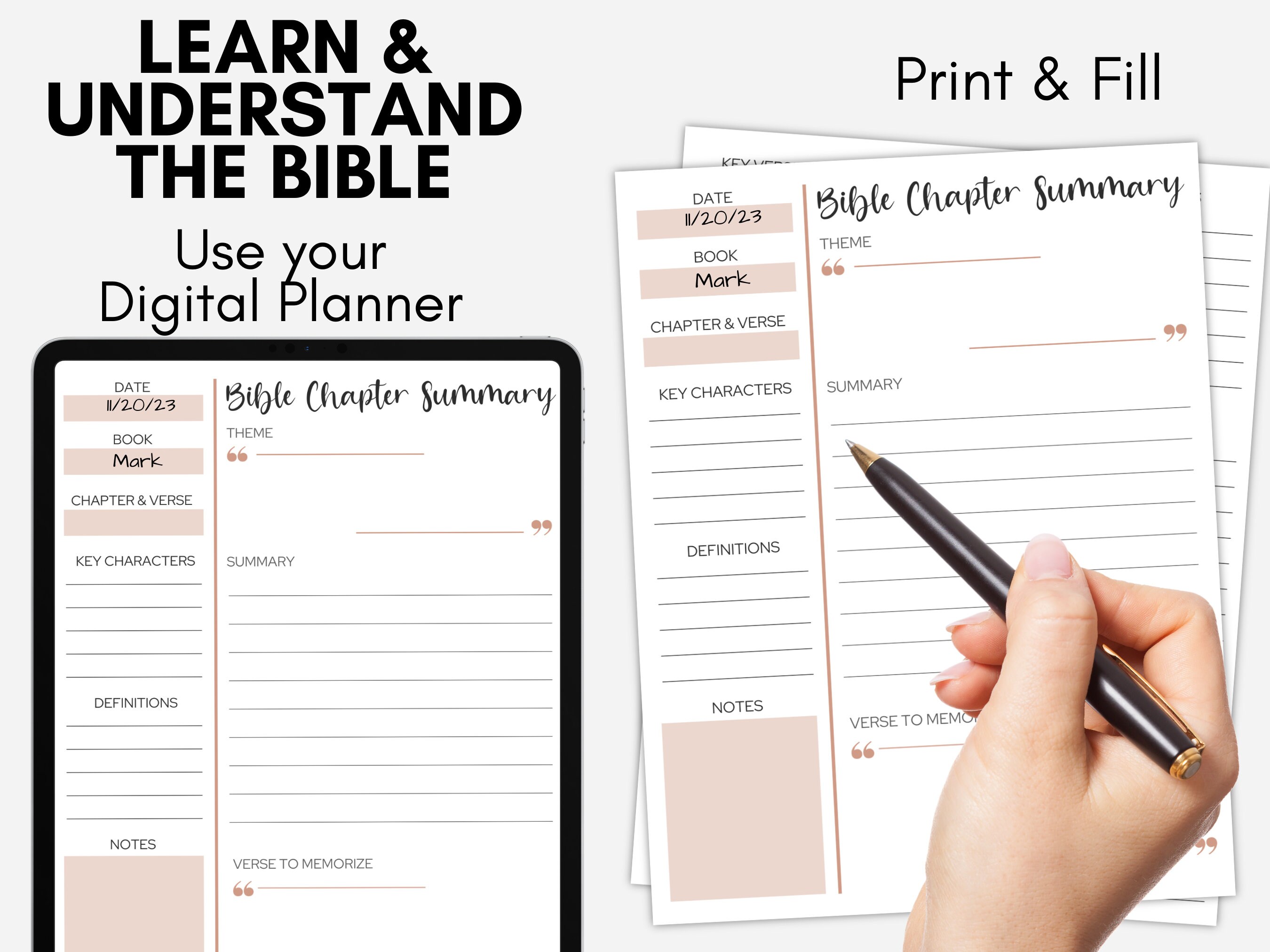 Bible Chapter Summary Template, Printable Bible Chapter Summary, Bible ...