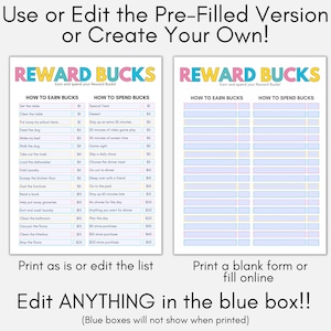 Editable Reward Bucks Printable, Chore Bucks, Printable Mom Bucks ...