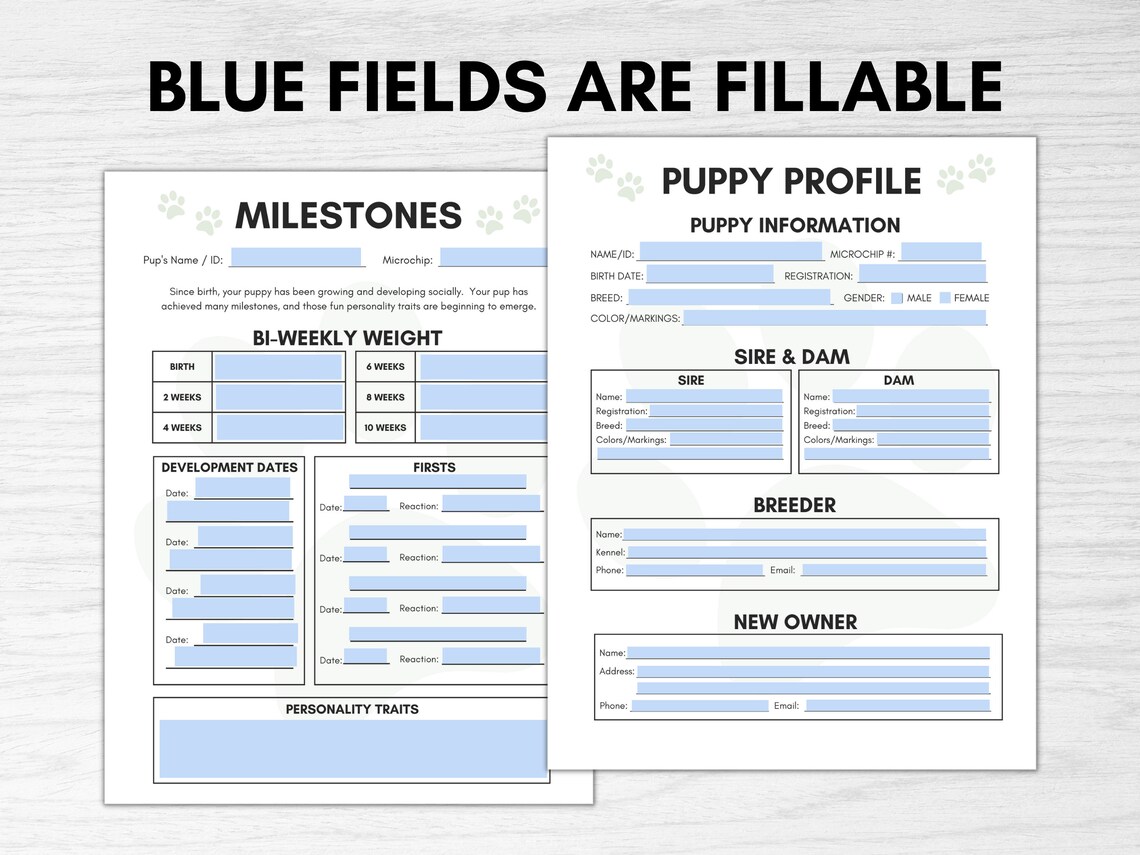 Breeder Puppy Pack, Dog Breeder Forms, Fillable Breeder Forms, Puppy ...