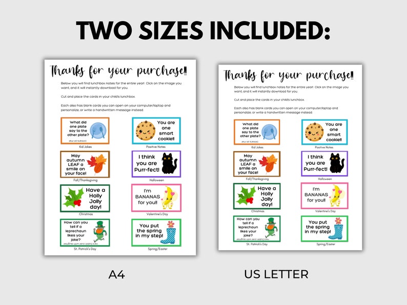 Lunch Box Notes for Kids, Joke Lunch Box Notes, Positive Affirmations ...