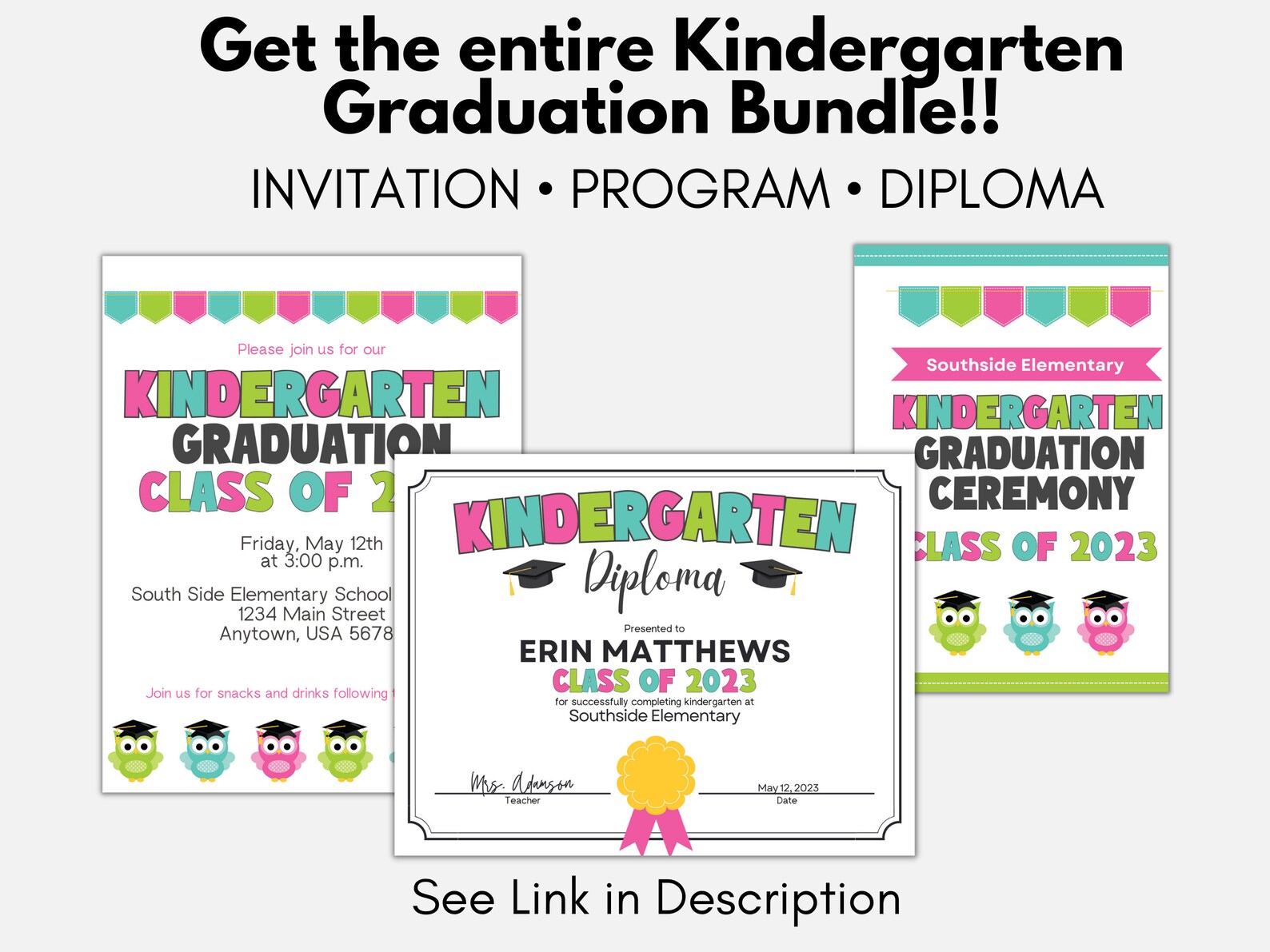 Kindergarten Graduation Program Template, Graduation Program for ...