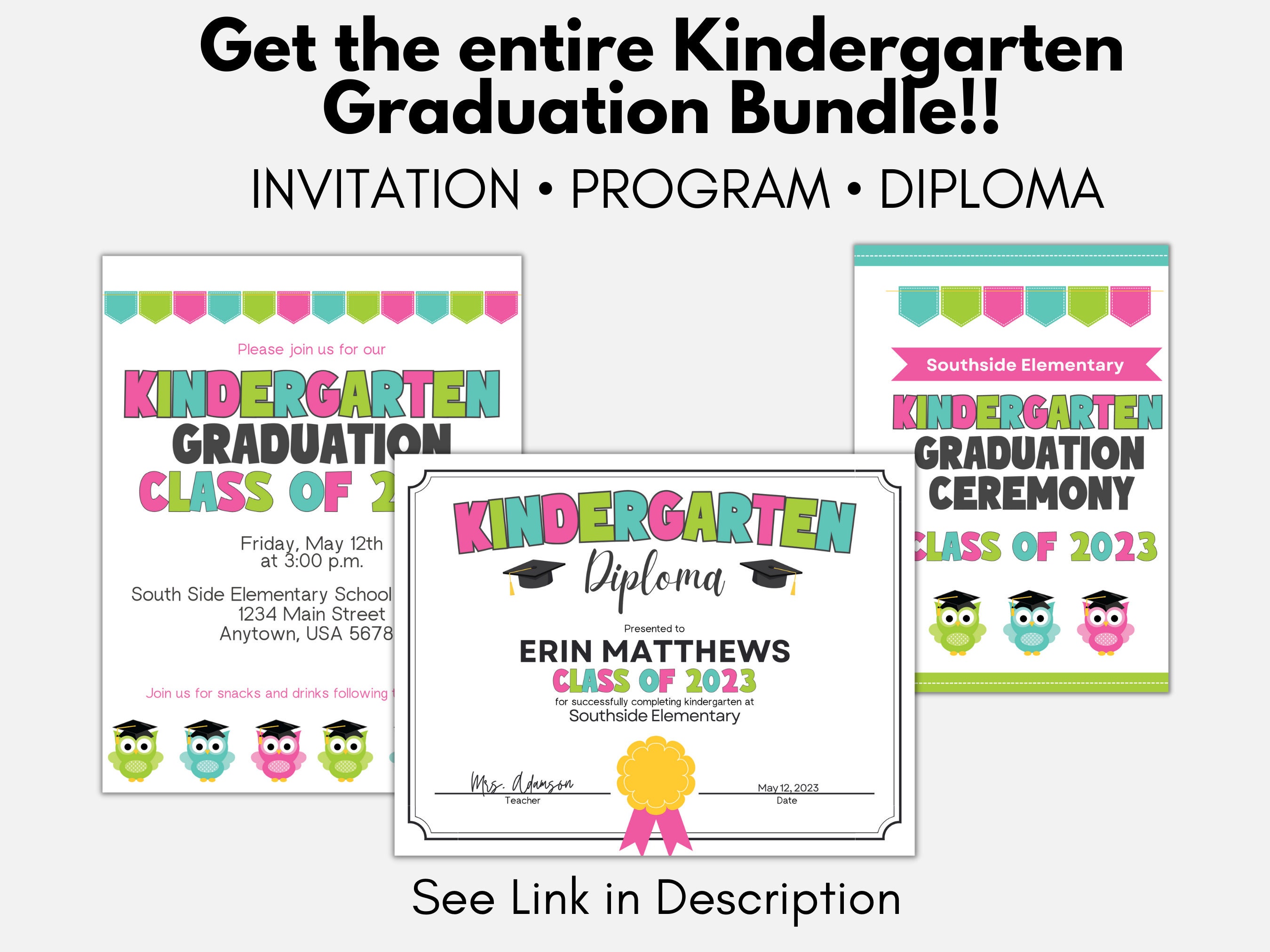 Kindergarten Graduation Program Template, Graduation Program for ...