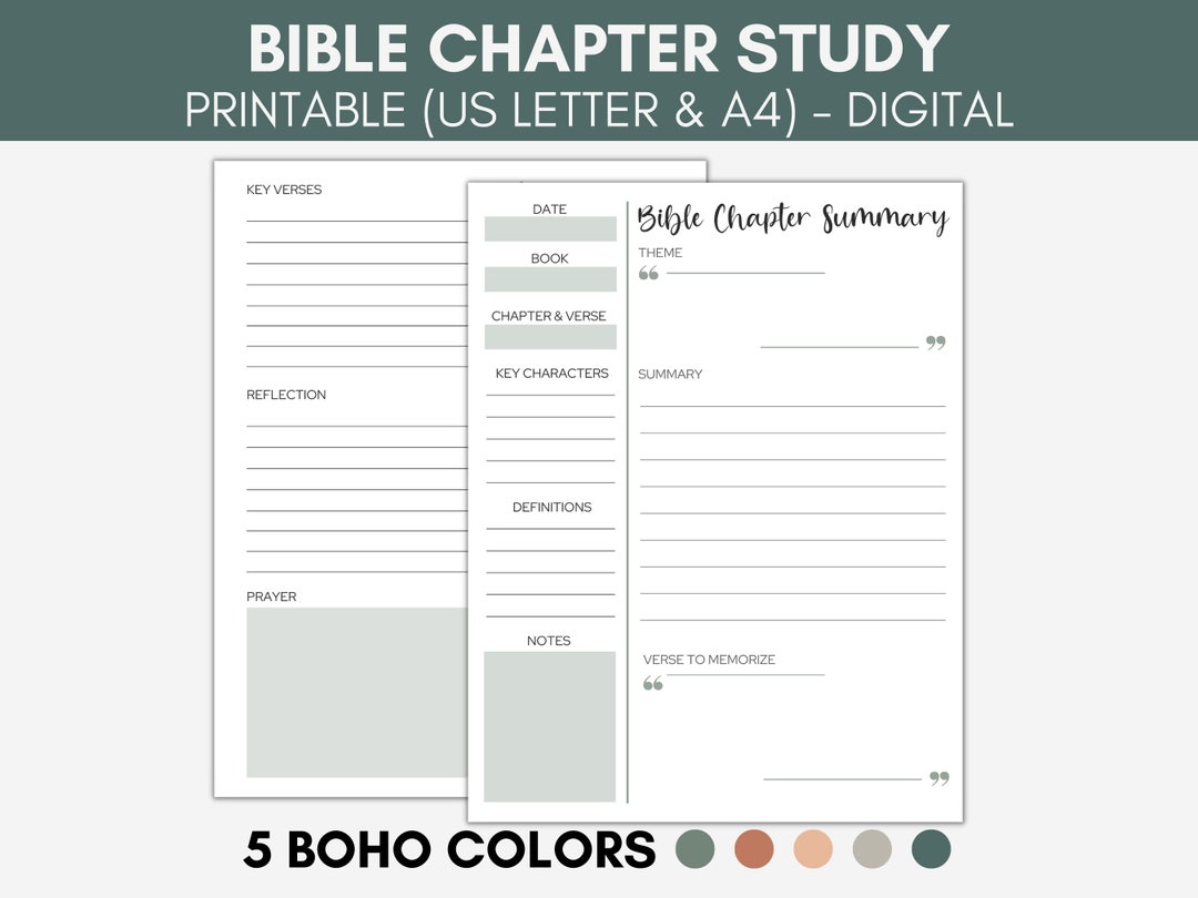Bible Chapter Summary Template, Printable Bible Chapter Summary, Bible ...