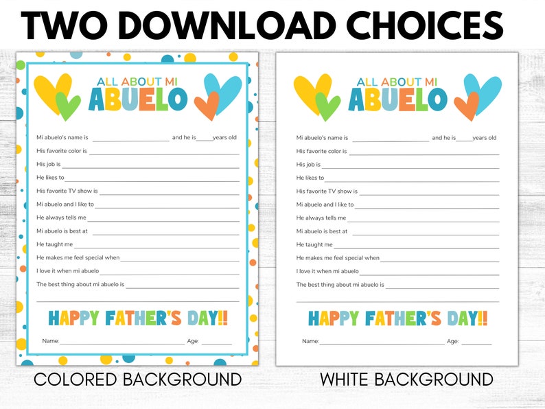 All About Mi Abuelo Printable Grandpa Father's Day Gift - Etsy