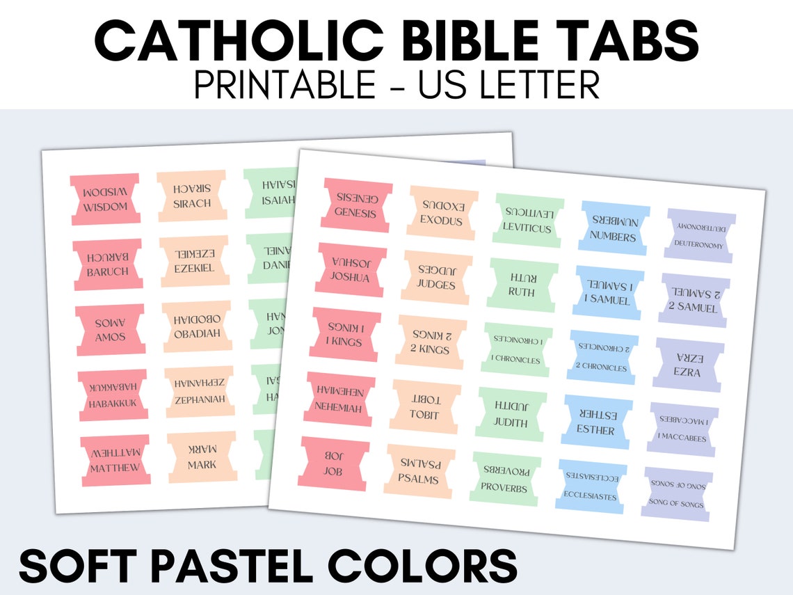 Printable Catholic Bible Tabs, Bible Tabs Printable, DIY Bible Tabs ...