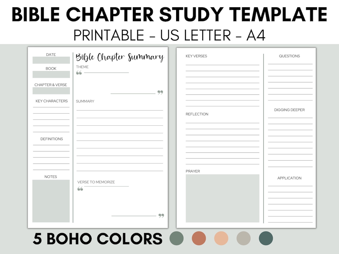 Bible Chapter Summary Template Printable Bible Chapter - Etsy