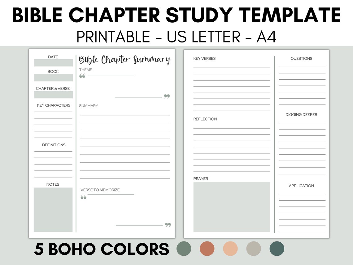 Bible Chapter Summary Template Printable Bible Chapter - Etsy