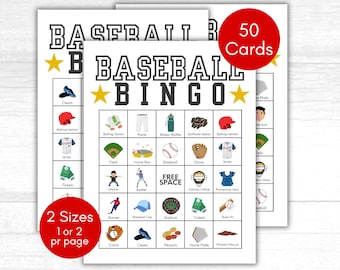 Baseball Bingo Cards, 100 Printable Baseball Bingo, Baseball Party ...