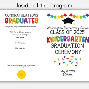 Kindergarten Graduation Program Template, Graduation Program for ...