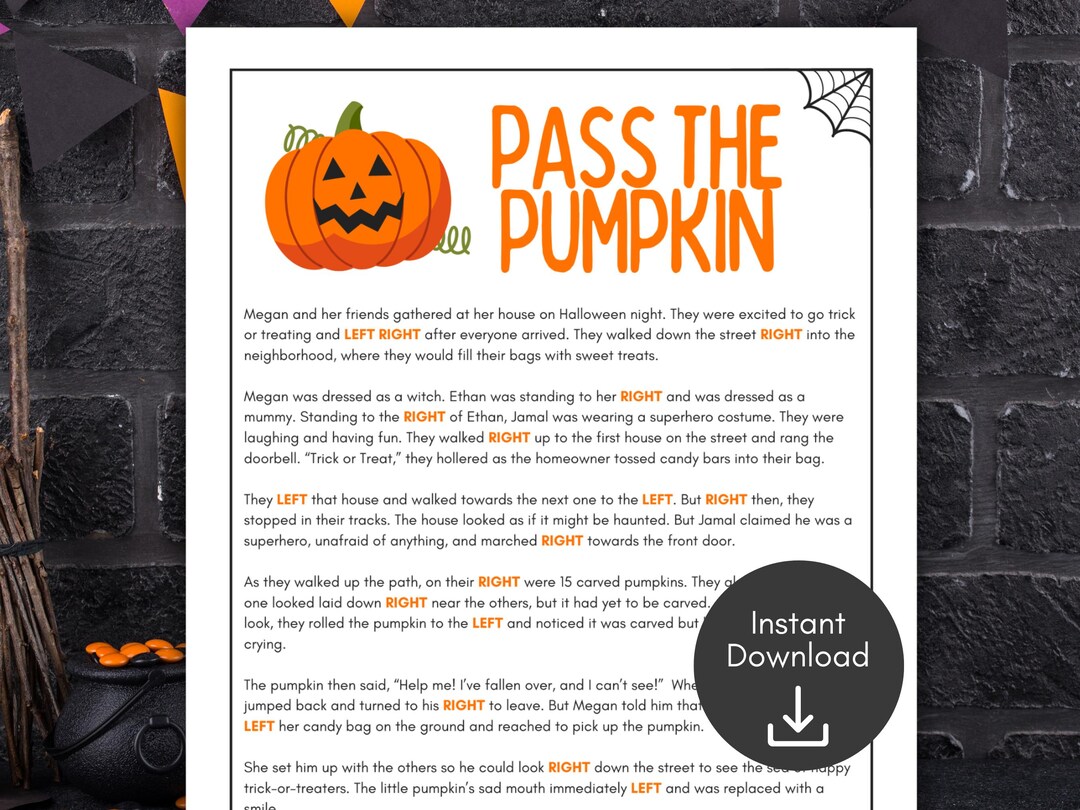 Pass the Pumpkin Game, Left Right Halloween Game, Fall Left Right Game ...
