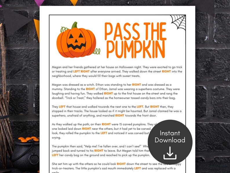 Pass the Pumpkin Game, Left Right Halloween Game, Fall Left Right Game ...