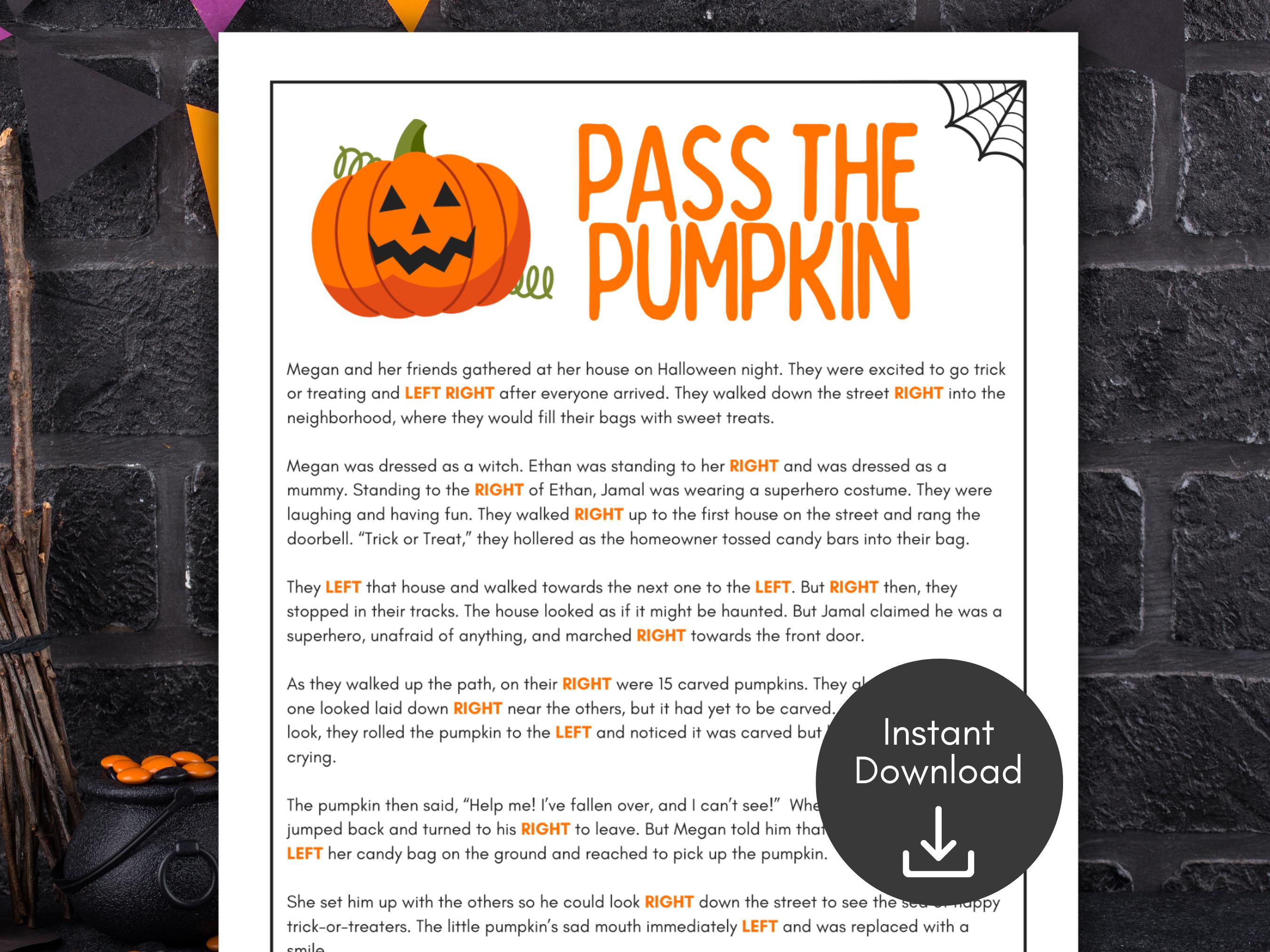 Pass the Pumpkin Game, Left Right Halloween Game, Fall Left Right Game ...