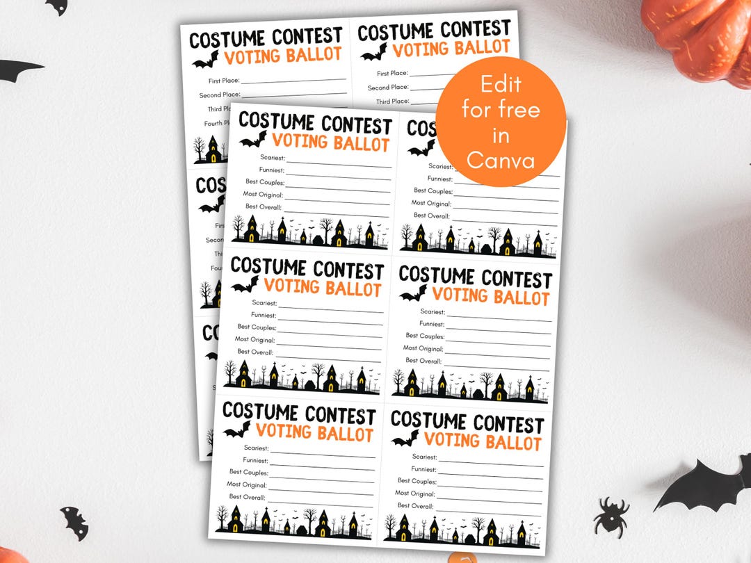 Halloween Costume Contest Ballot, Halloween Voting Card, Costume ...
