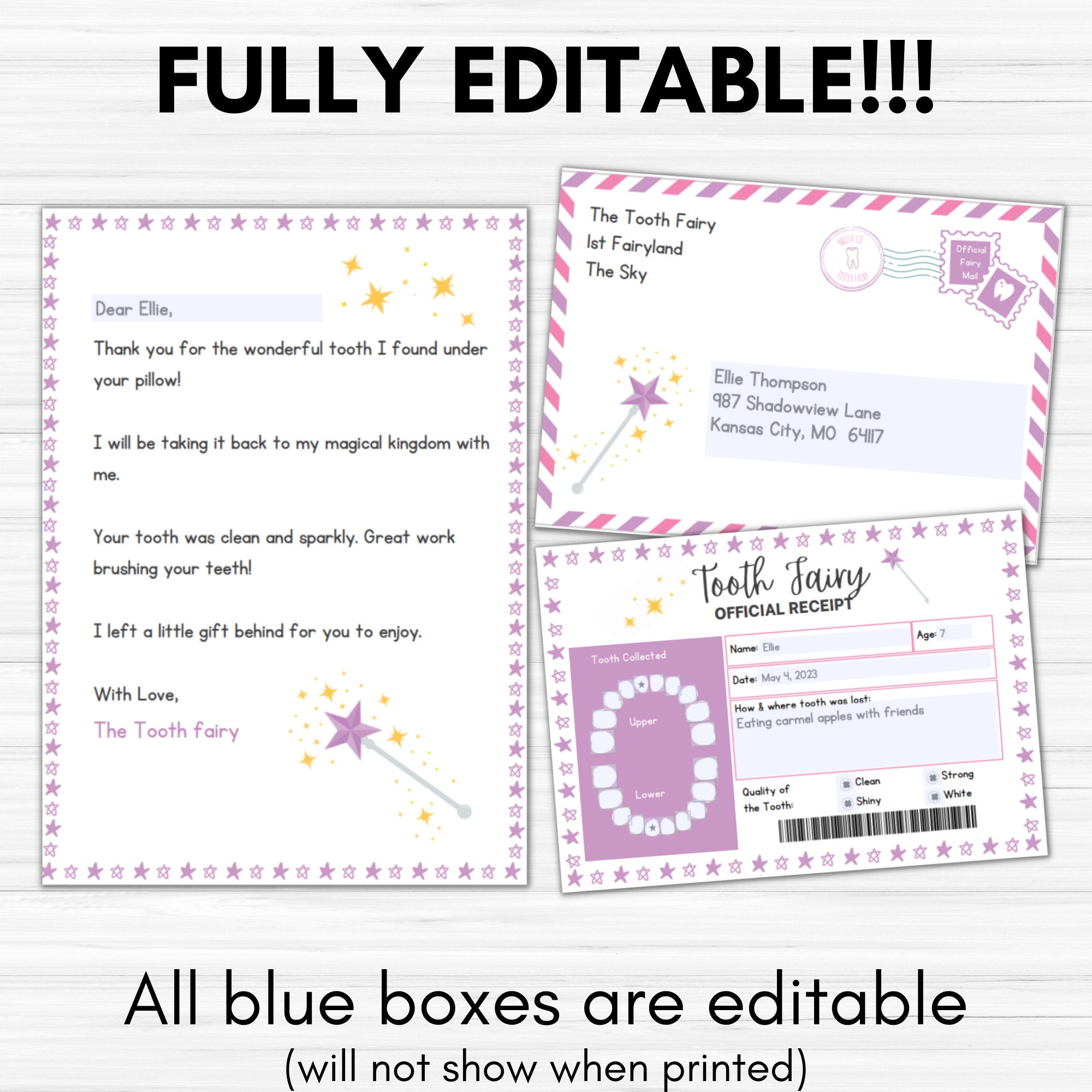 Mini Tooth Fairy Letter, Printable Tooth Fairy Receipt, Printable Tooth ...