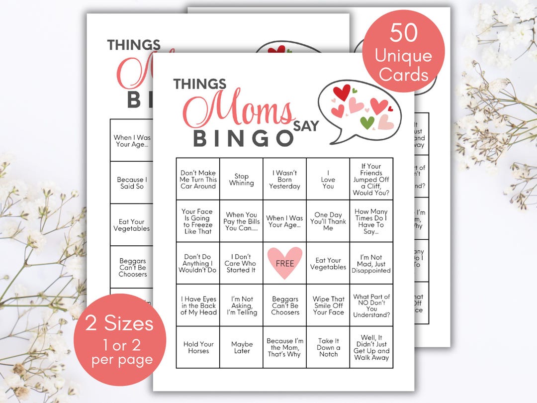 Mother's Day Bingo, Printable Mother's Day Bingo Game, Things Moms Say ...