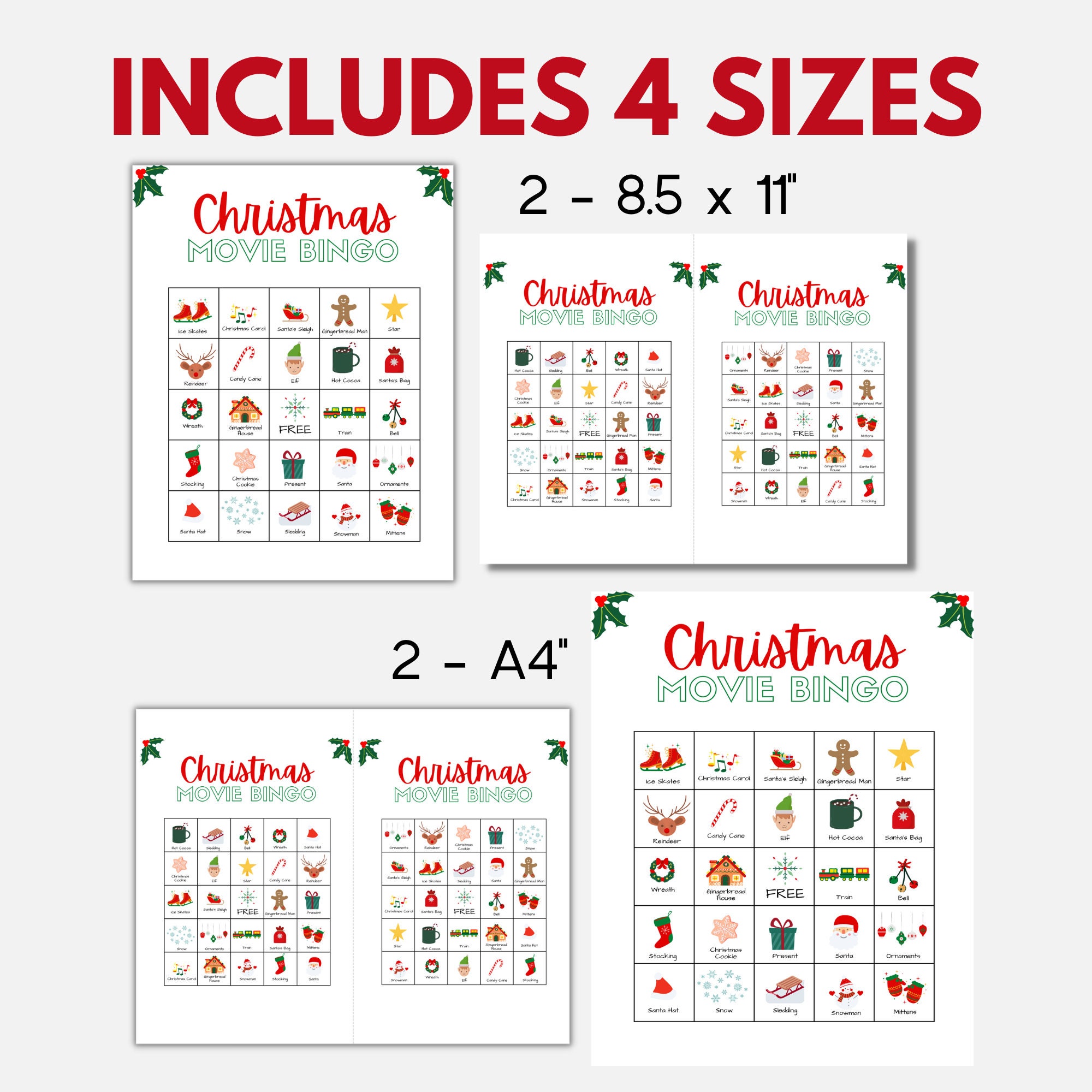 Christmas Movie Bingo for Kids, Christmas Bingo Printable, Kids ...