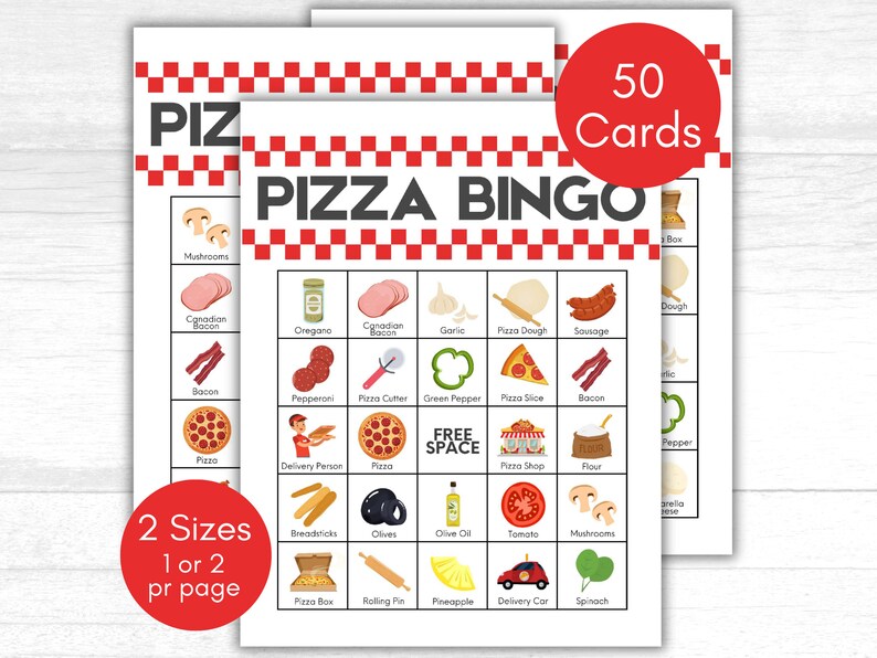 Pizza Bingo, Pizza Party Bingo, Pizza Party Game, Printable Bingo Game ...