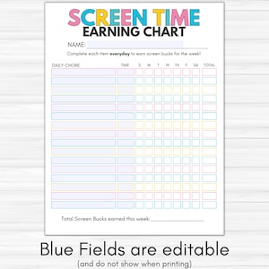 Screen Time Checklist, How to Earn Screen Time, Screenbucks, Kid Chore ...
