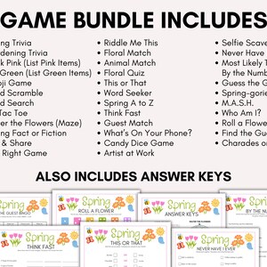 Spring Games Bundle, Printable Spring Party Games, Spring Family Games ...