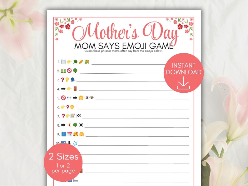 Mother's Day Emoji Game, Things Mom Says Emoji Game, Mother's Day Game ...