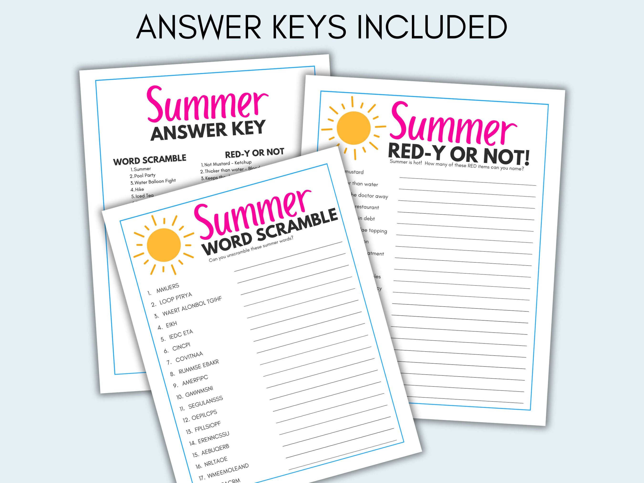 Summer Game Bundle, Beach Party Games, Pool Party Games, Summer ...