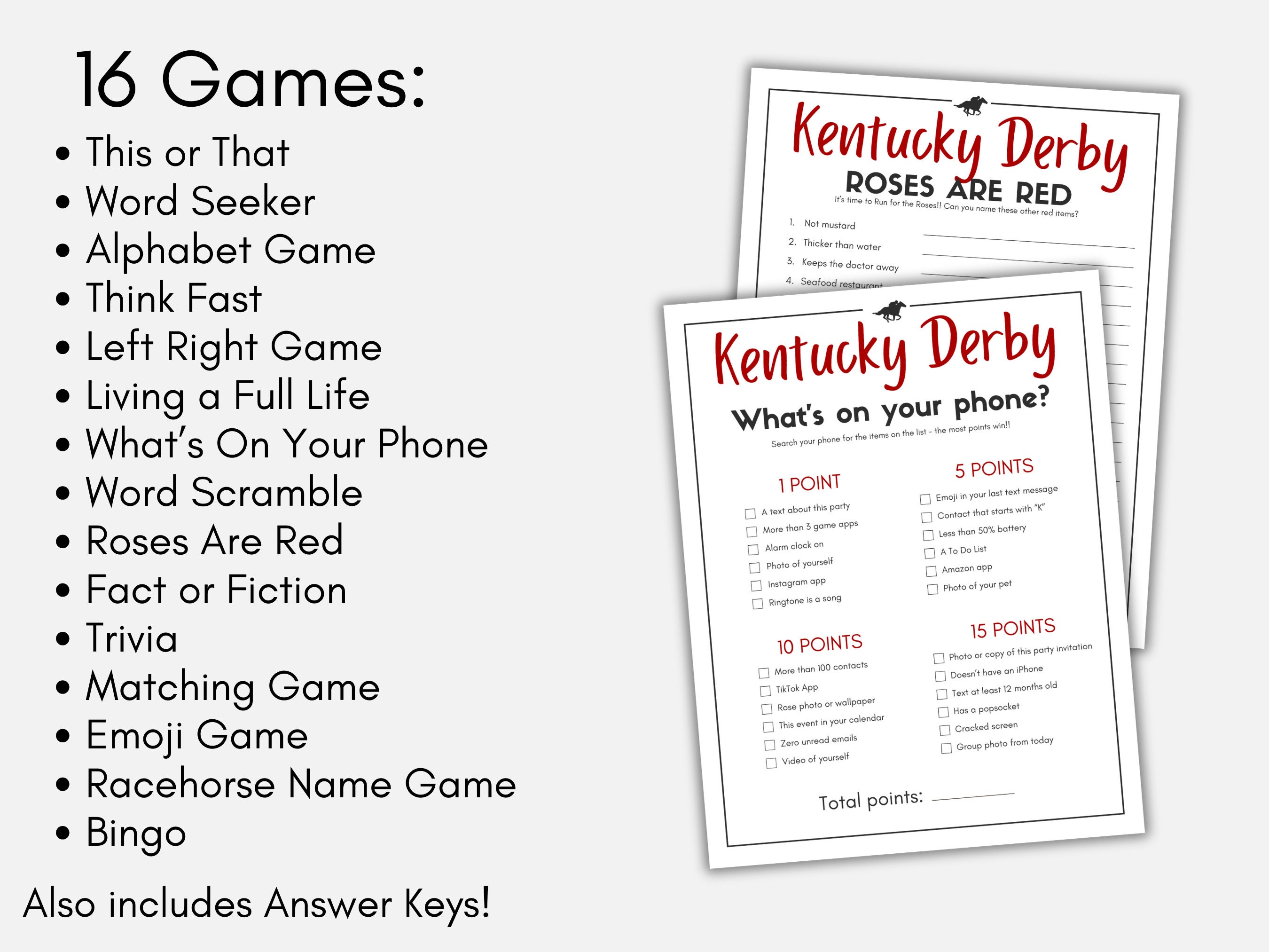 Derby Game Bundle, Derby Party Games, Horse Race Office Games, Horse ...
