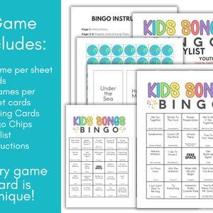 Kids Songs Bingo, Kids Music Bingo, Kids Movie Songs Bingo, Music Bingo ...