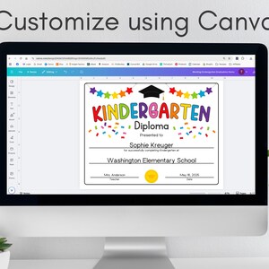 Editable Kindergarten Diploma Template, Kindergarten Graduation Diploma ...