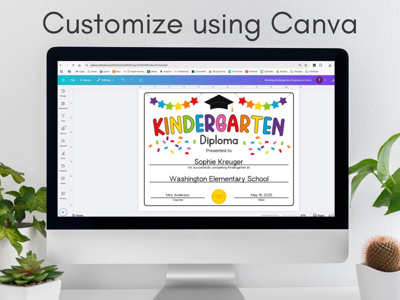 Editable Kindergarten Diploma Template, Kindergarten Graduation Diploma ...