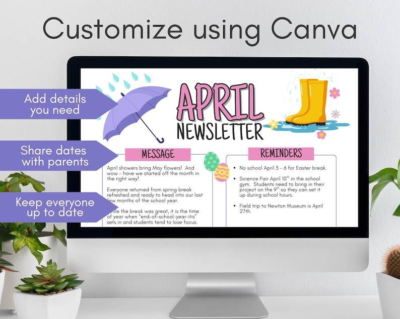 April Classroom Newsletter Template, Easter Classroom Newsletter ...