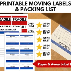 Moving Box Labels, Moving Labels, Box Labels, Box Inventory, Printable ...