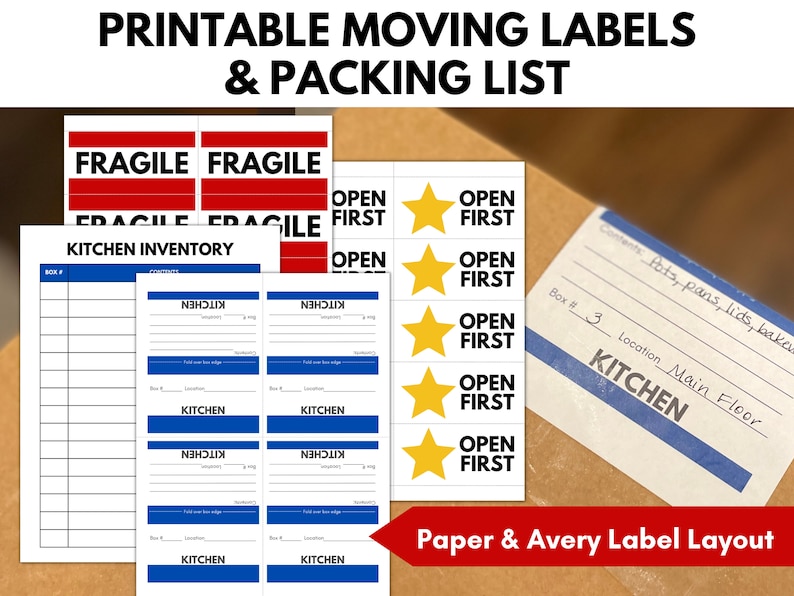 Moving Box Labels, Printable Moving Labels, Box Labels, Digital ...