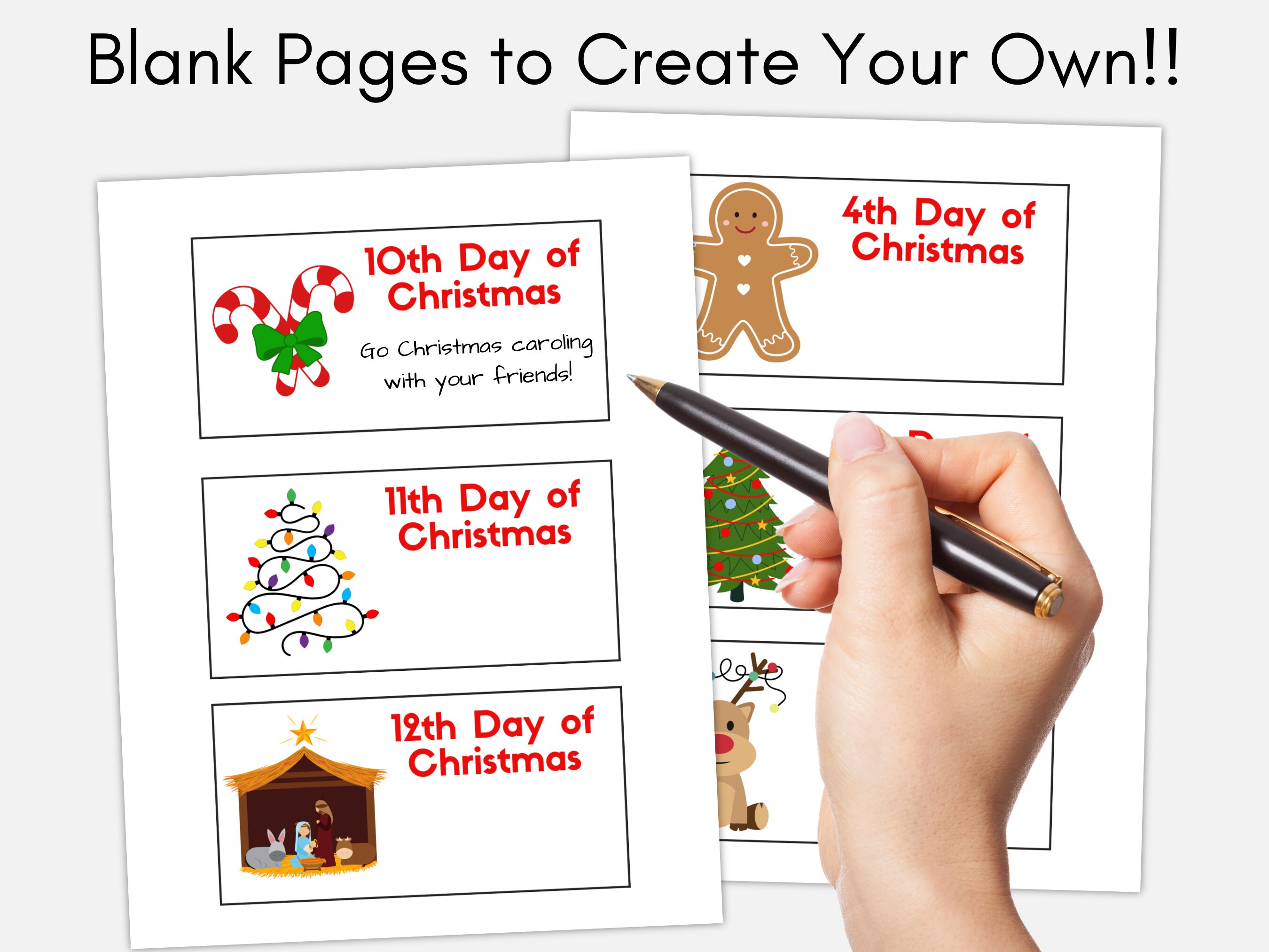 12 Days of Christmas Printable for Kids, Kids Christmas Countdown ...