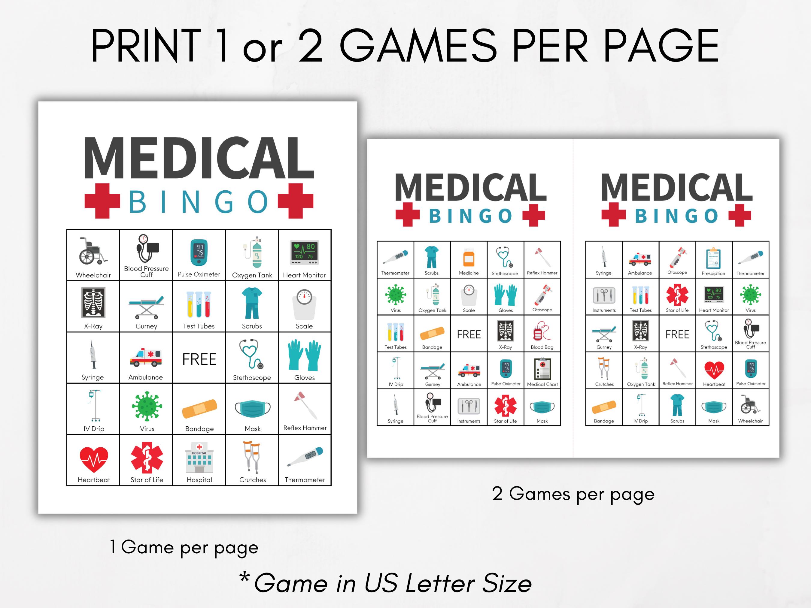 Medical Bingo, Printable Doctor Bingo Cards, Nurse Bingo, Nurse ...