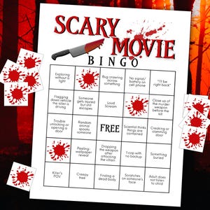 Scary Movie Bingo, Horror Movie Bingo, Halloween Movie Bingo Game ...