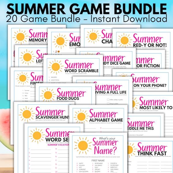 Summer Printable Games - Etsy
